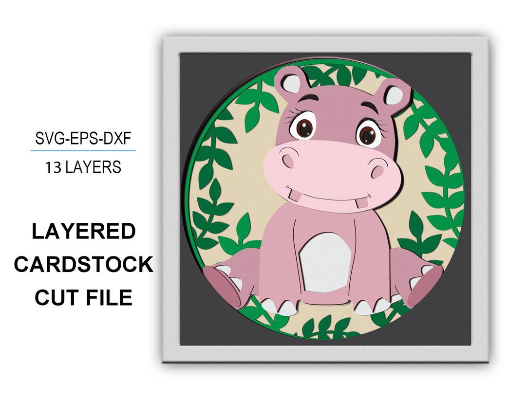 HIPPO 3D Box HIPPO Box Wild Animal Svg 3D Layered Svg Animal - Etsy
