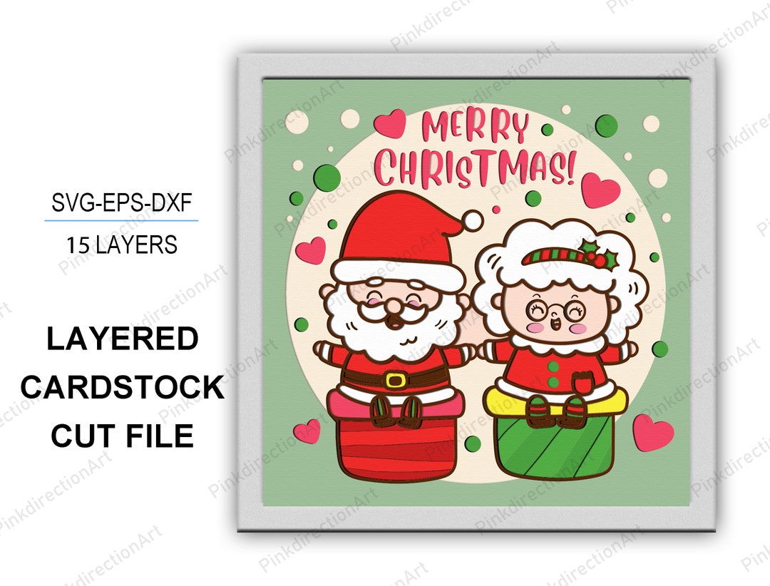 Cute Santa and Mrs Claus 3D Box Santa Shadow Box Svg Layered - Etsy