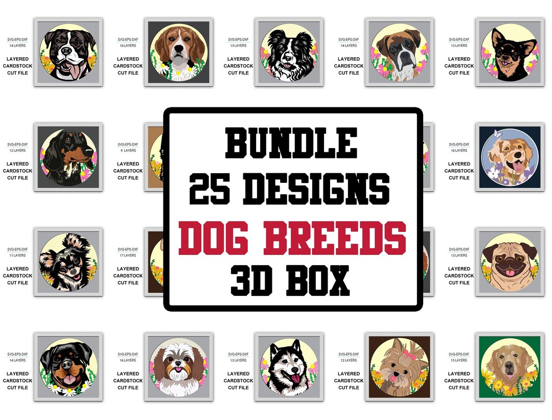 3D DOG BREEDS Box Dog Shadow Box Svg Layered Svg Light Box Svg - Etsy ...