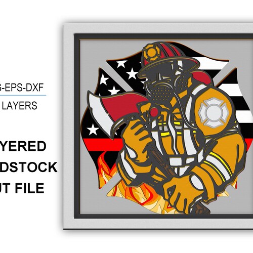 Firefighter Svg Light Box Fireman Shadow Box Firefighter - Etsy