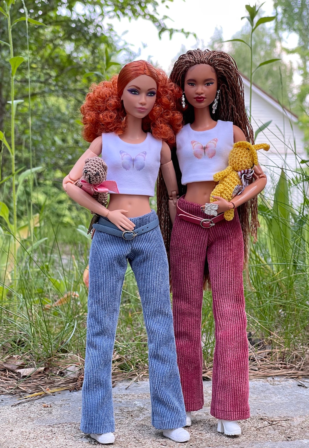 Flare Velvet Jeans for 1/6 Scale Doll, Doll Velvet Jeans, Doll Fashion ...