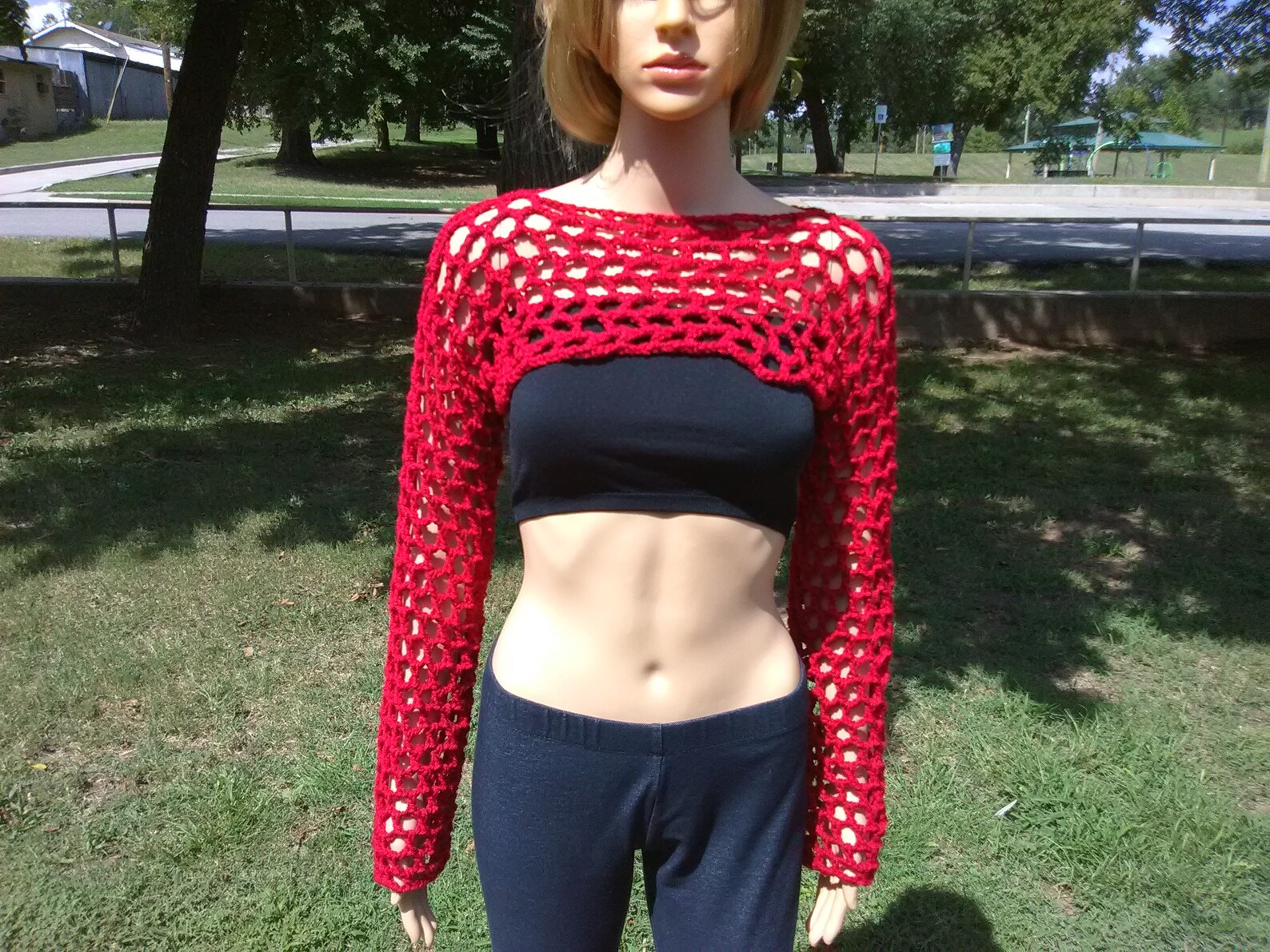 Handmade Mesh Sleeve Crochet Shrug/bolero Mesh Openwork Topper - Etsy