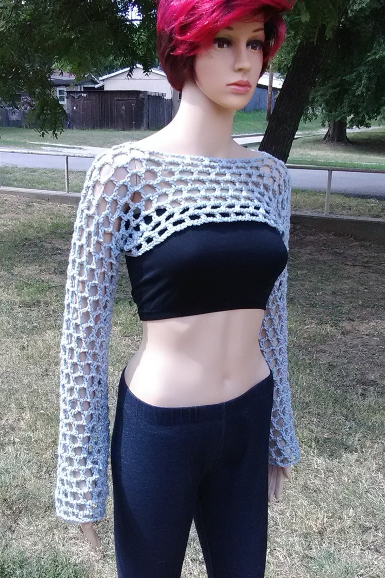 Handmade Mesh Sleeve Crochet Shrug/bolero Mesh Openwork Topper - Etsy