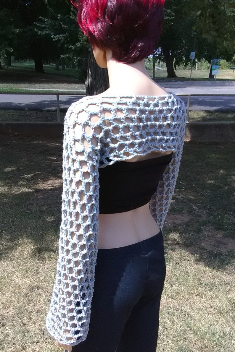Handmade Mesh Sleeve Crochet Shrug/bolero Mesh Openwork Topper - Etsy