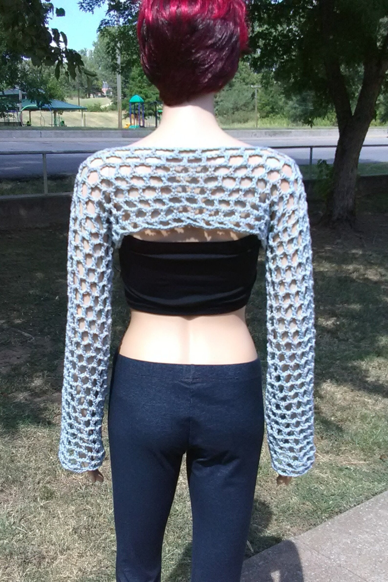 Handmade Mesh Sleeve Crochet Shrug/bolero Mesh Openwork Topper - Etsy