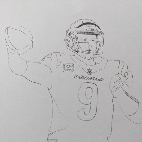 Joe Burrow Drawing - Etsy
