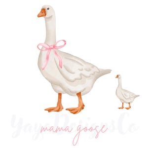 Vintage Cursive Font: Coquette Bow Goose PNG, Grandmilennial Chic, Mama ...
