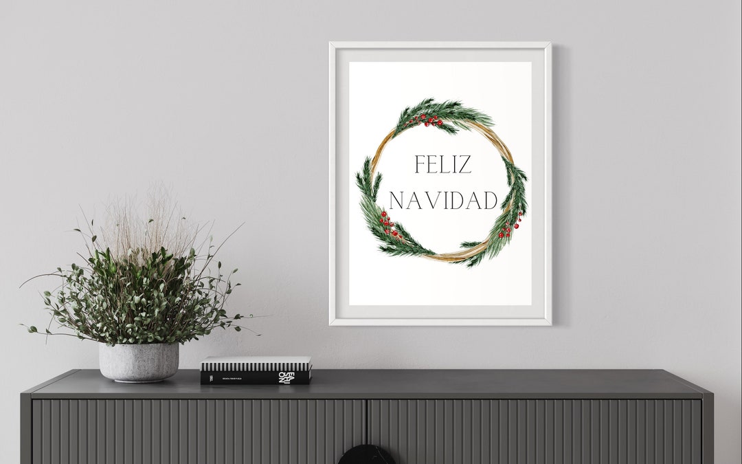 Feliz Navidad Christmas Wreath Digital Prints spanish 10 Different ...