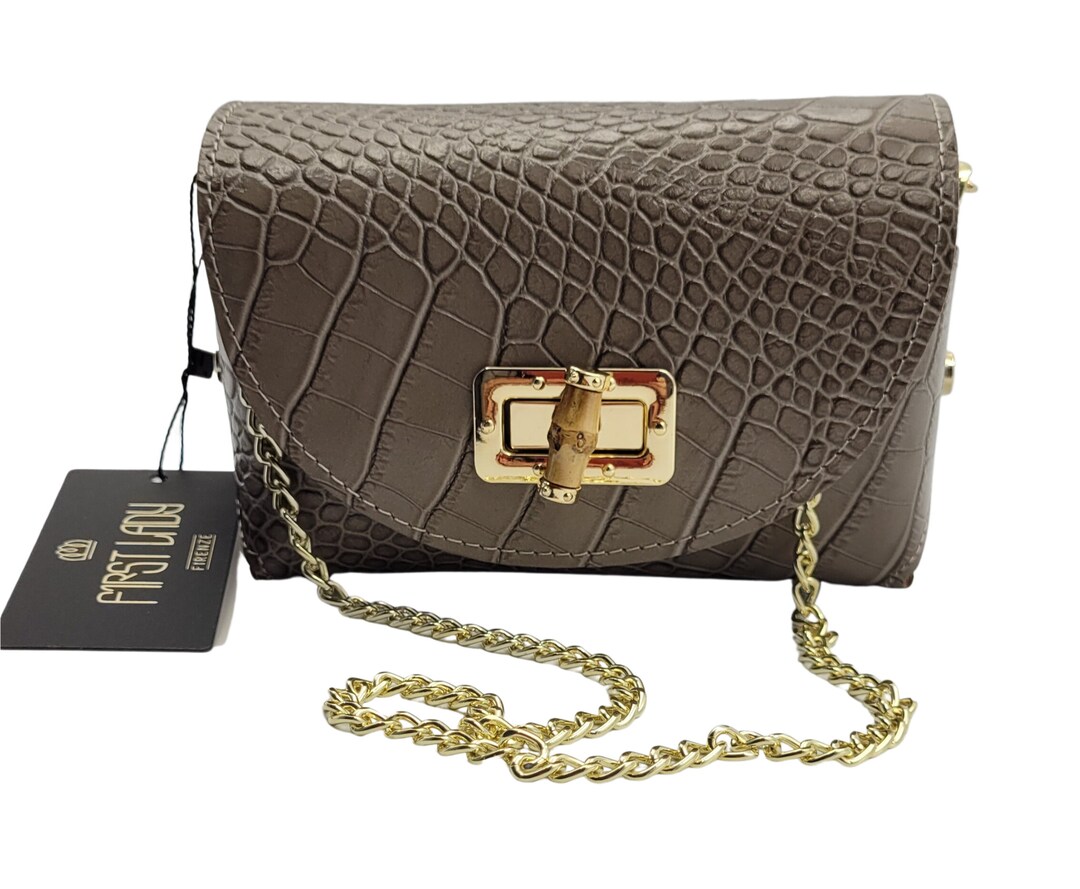 Small Croc-embossed Italian Leather Shoulder Bag Mini Handbag Twist ...