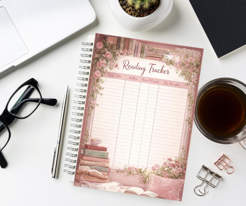 Cottagecore Reading Tracker Printable, Pink Library Book Log Journal ...