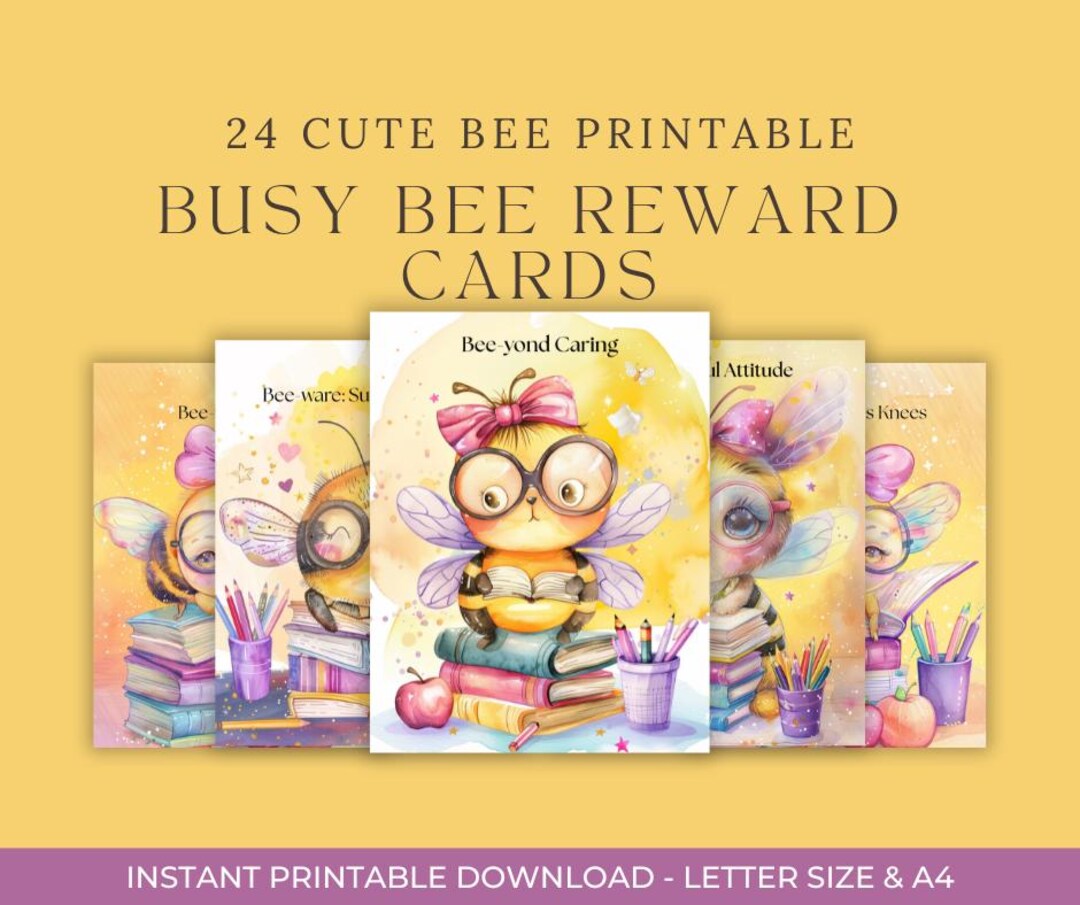 Busy Bee Reward Cards – Printable Classroom Rewards – Cute Bee Student ...