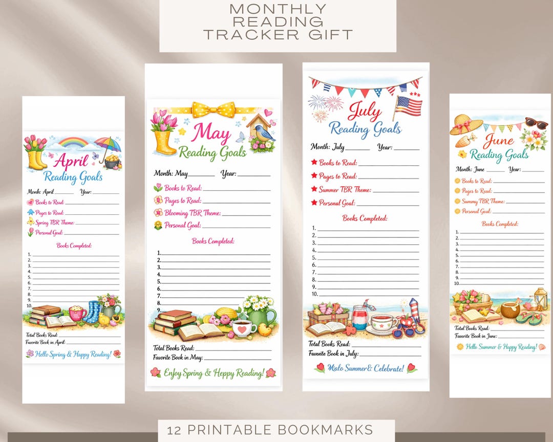 Reading Tracker Bookmark Printable | Book Tracker Bookmark Set, Reading ...