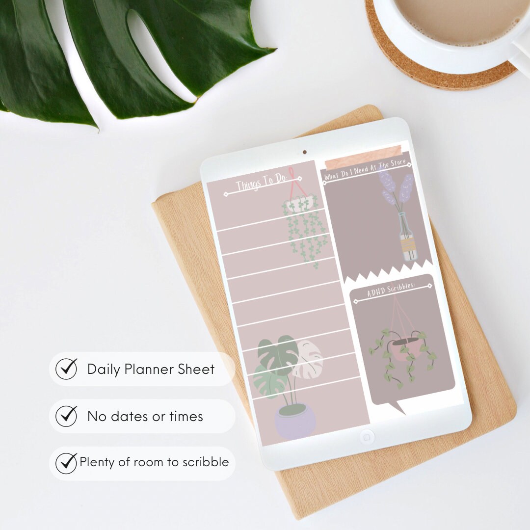 Daily Planner Printable/ ADHD/ Bohemian/ Plant Themed/ Neutral Tones ...
