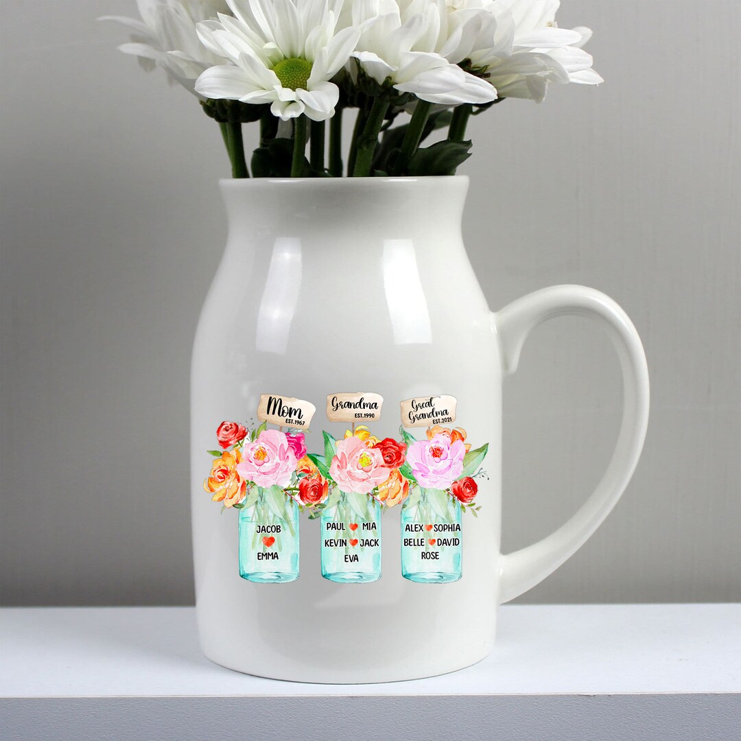 Custom Grandma Flower Vase Gift, Personalized Mason Jar Planter Pot ...