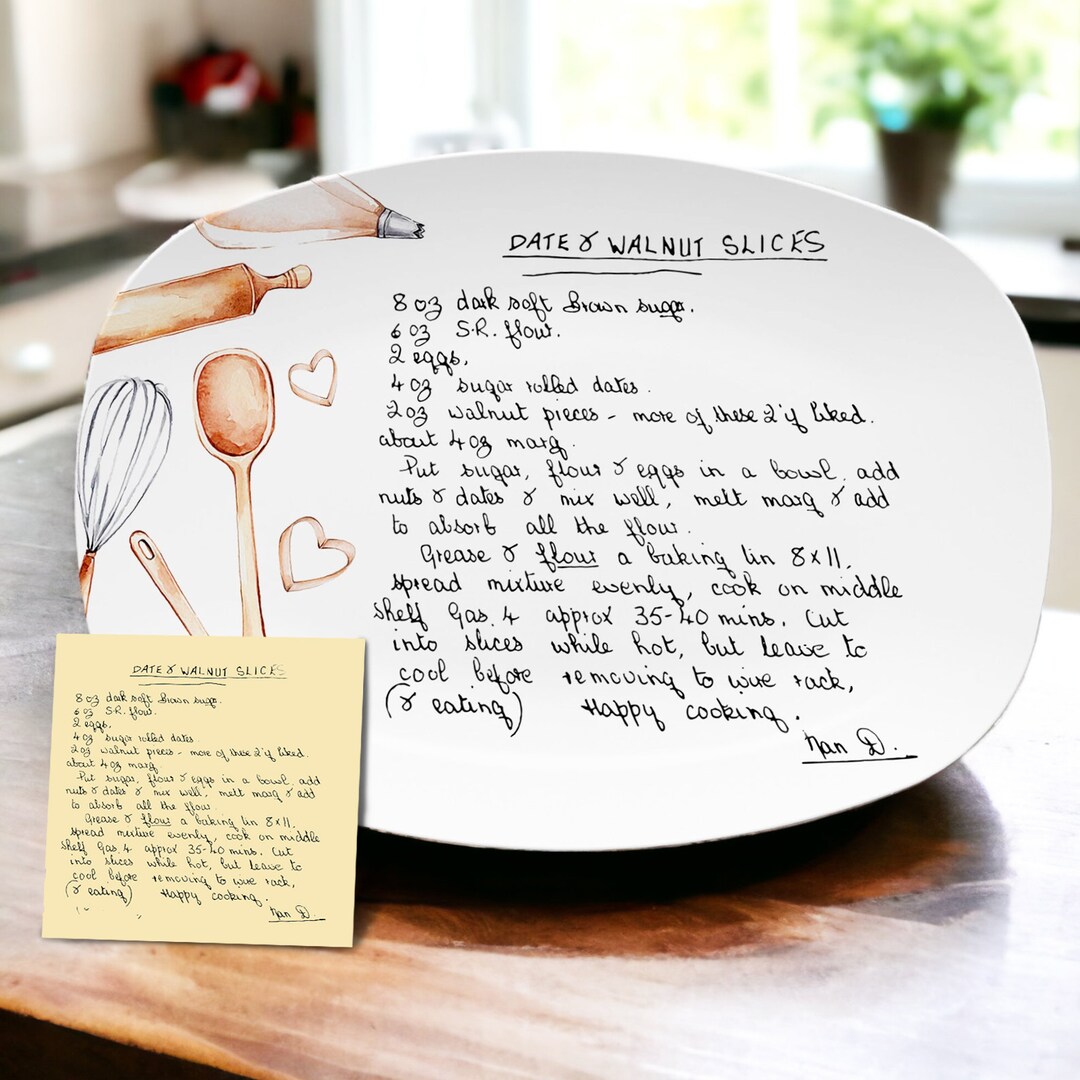 Custom Handwriting Baking Recipe Platter Personalized Gift for Mom or ...