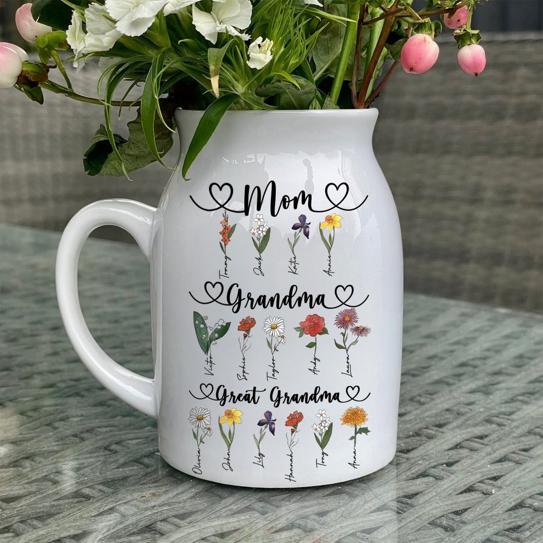 Custom Grandma's Garden Flower Vase & Plant Pot, Custom Grandkid Name ...