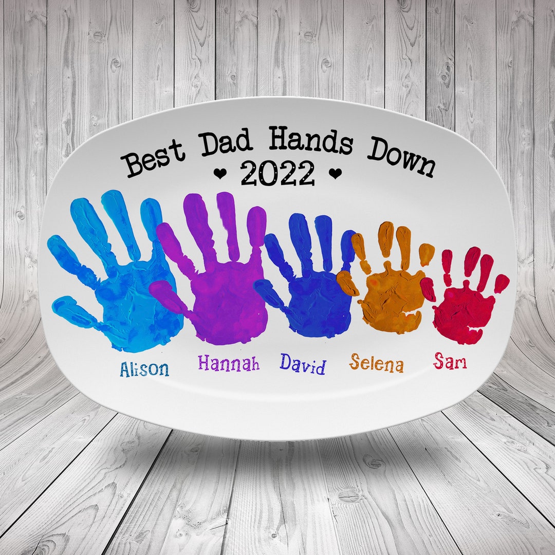 Custom Best Dad Hands Down Platter, Father's Day Gift, Personalized ...