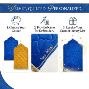 Royal Blue Luxury Prayer Mat – Diamond Design, Thick Velvet ...