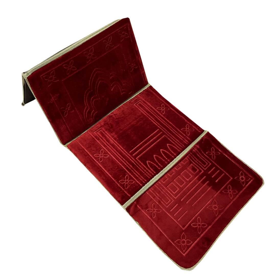 Red Foldable Prayer Mat With Back Support - Etsy