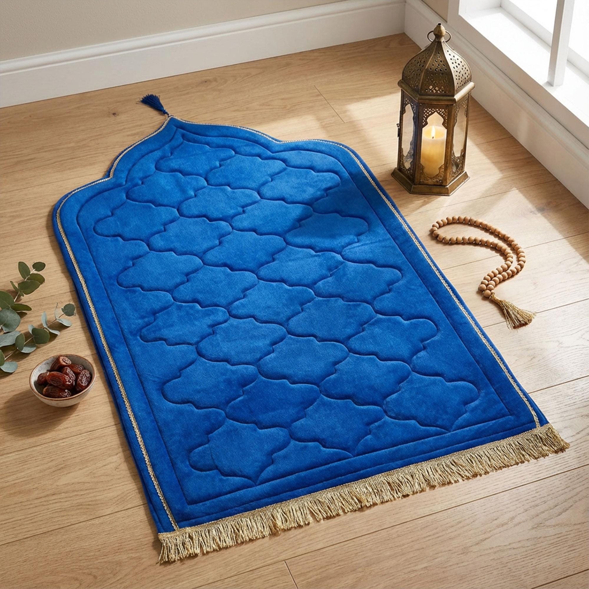 Royal Blue Luxury Prayer Mat – Diamond Design, Thick Velvet ...