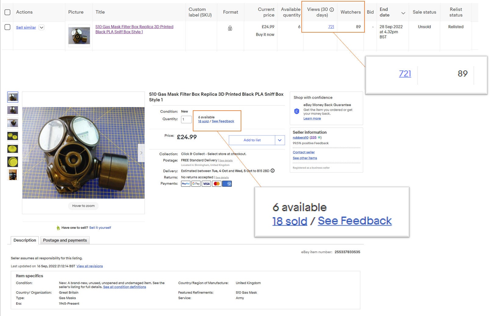 S10 Gas Mask Filter Box Replica 3D Printed Black PLA Sniff Box Style 1 ...