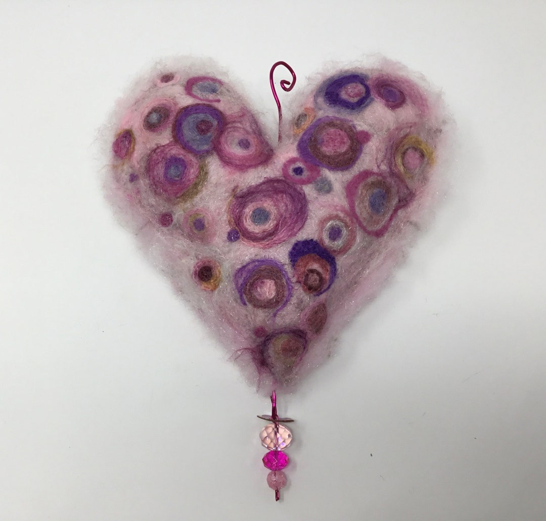 Pink Fringe Heart - Etsy