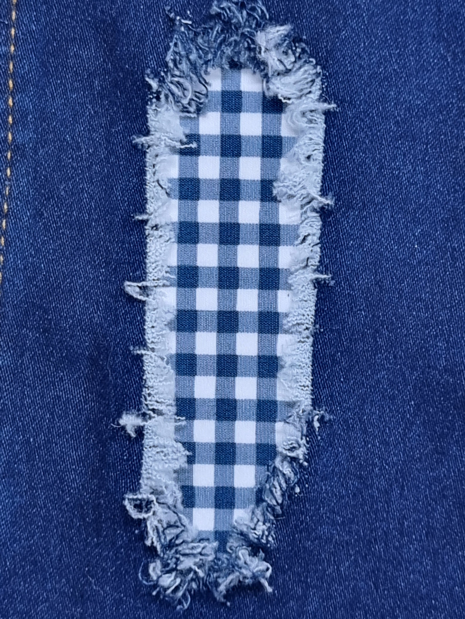 Blue Gingham Check Super Stretch Patch - Iron on Patch - Easy to Apply ...