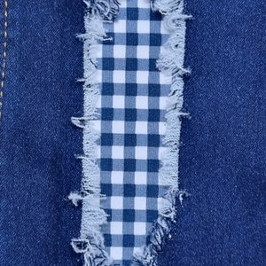Blue Gingham Check Super Stretch Patch - Iron on Patch - Easy to Apply ...