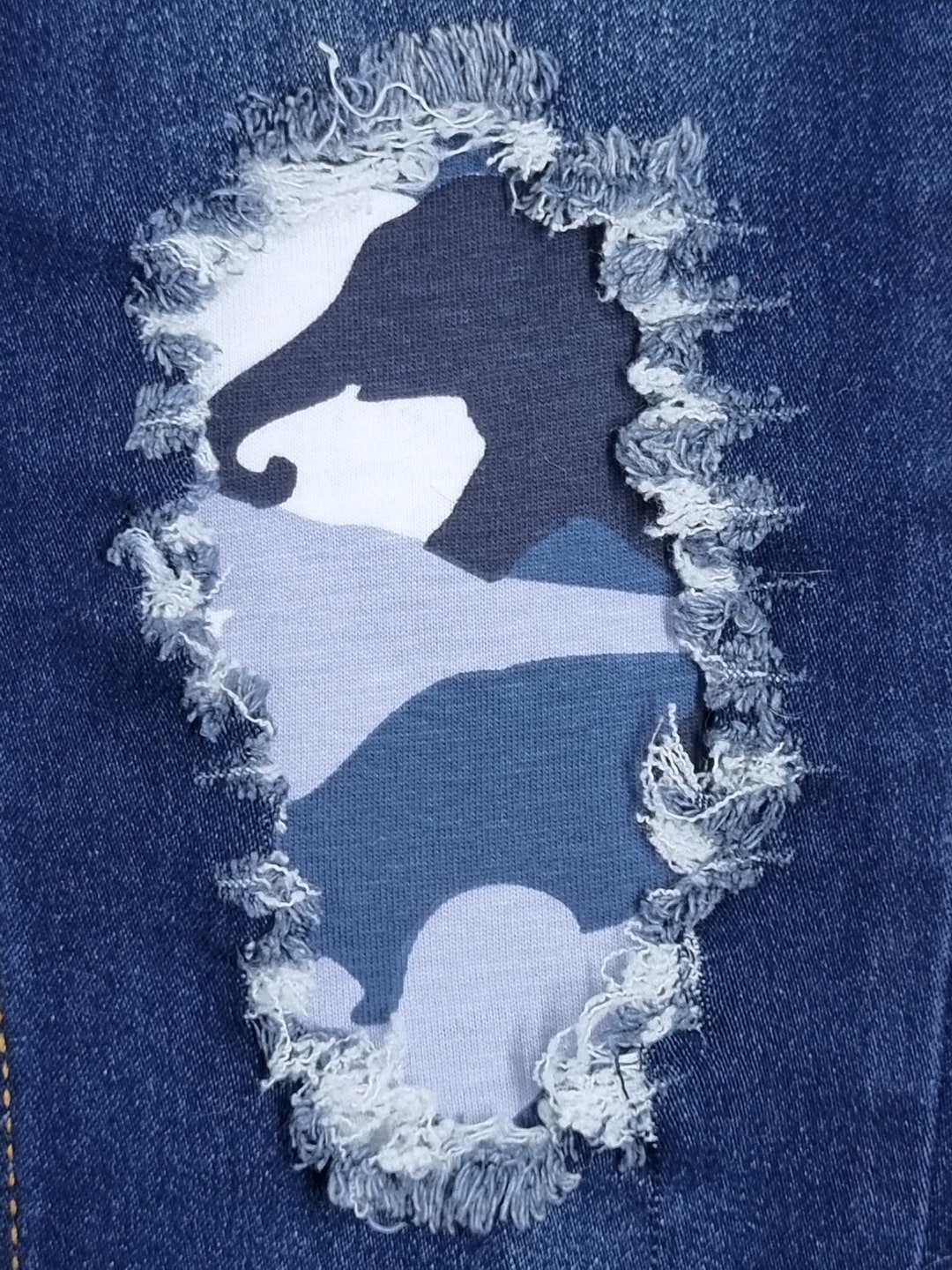 Blue Camo Stretch Jersey Patch - Iron on Patch for Jeans - Easy to ...