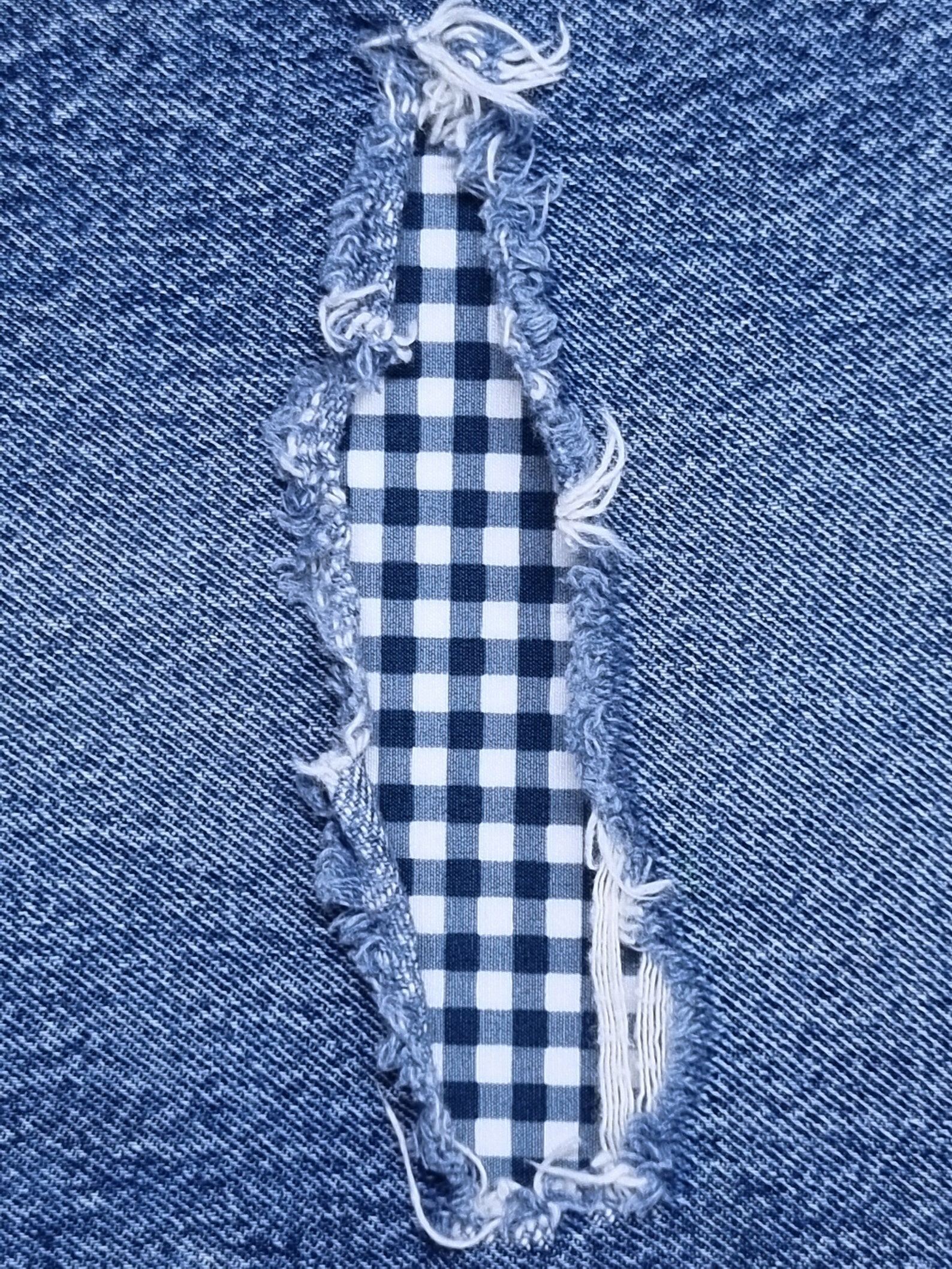 Blue Gingham Check Super Stretch Patch - Iron on Patch - Easy to Apply ...