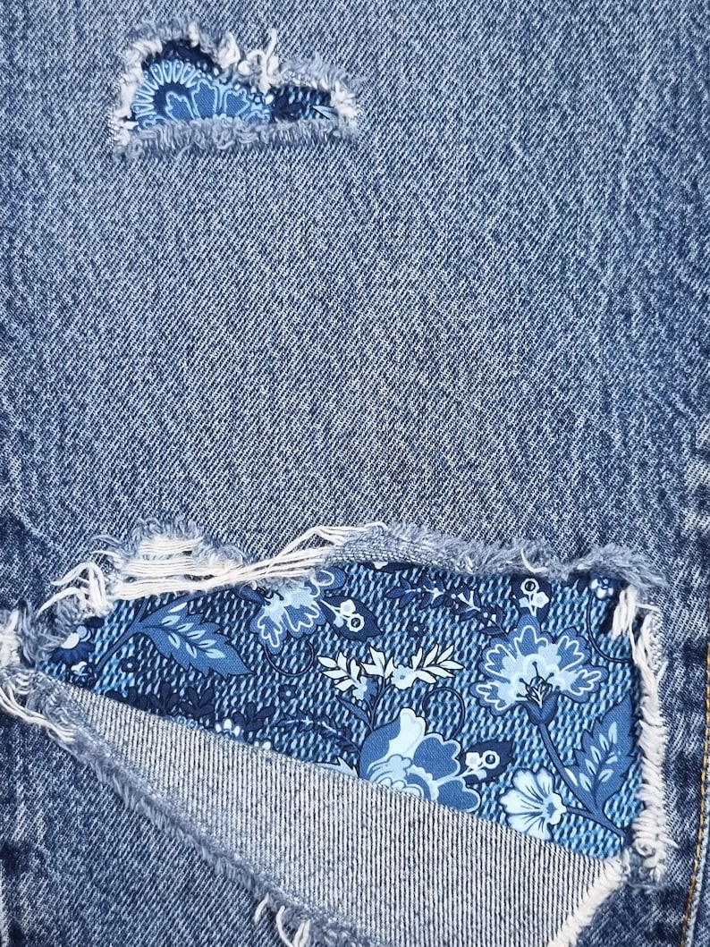 Anna Blue Floral Patch, Iron on Patches for Jeans, Easy to Apply Patch ...