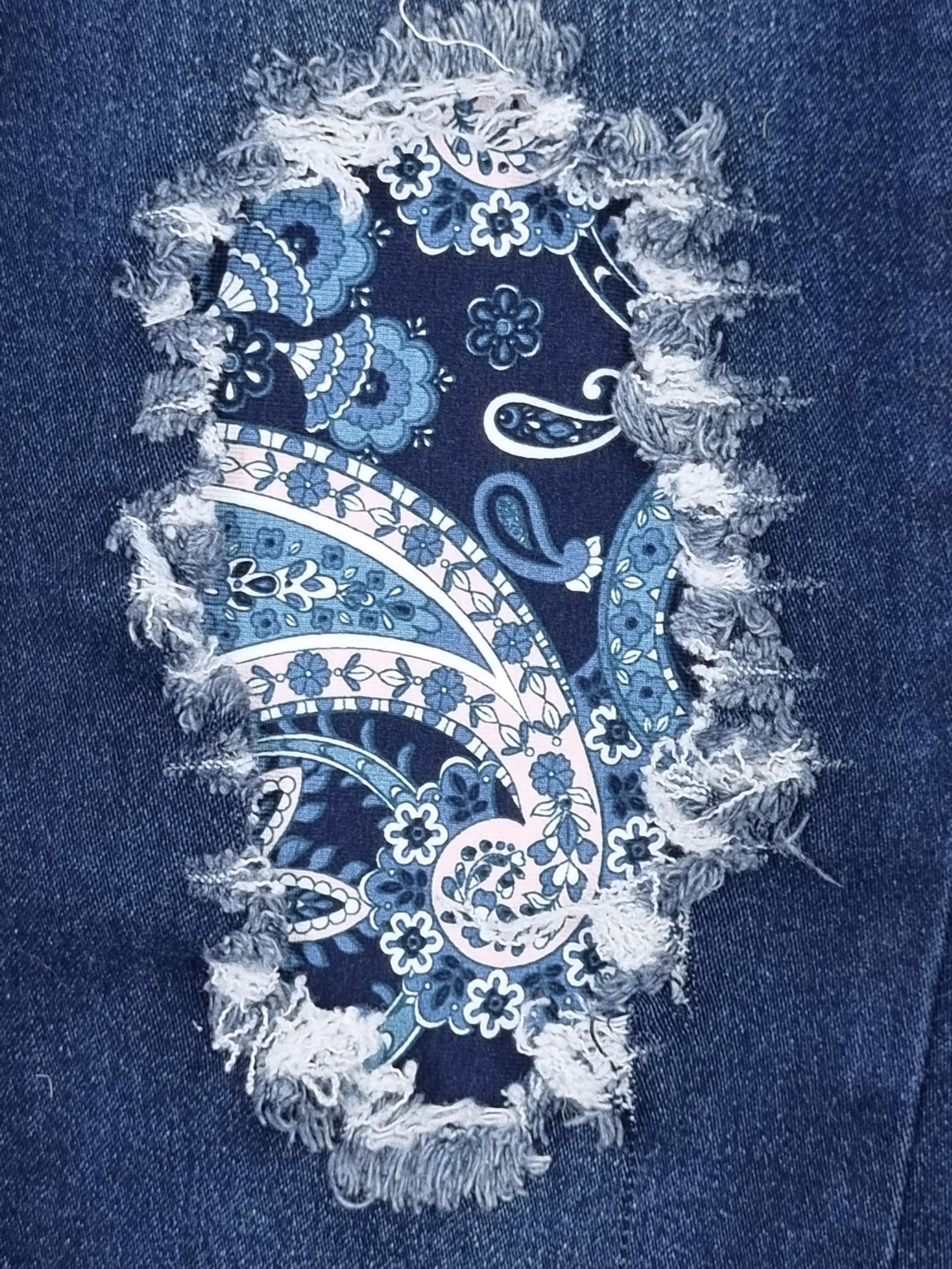 Stretchy Blue Paisley Patch, Iron on Patches for Jeans, Easy to Apply ...