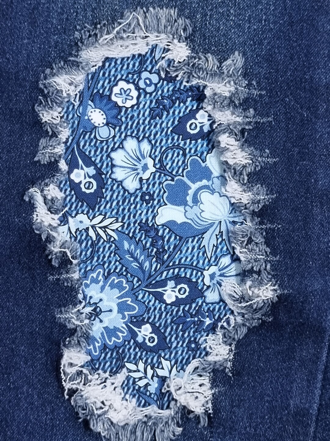 Anna Blue Floral Patch, Iron on Patches for Jeans, Easy to Apply Patch ...