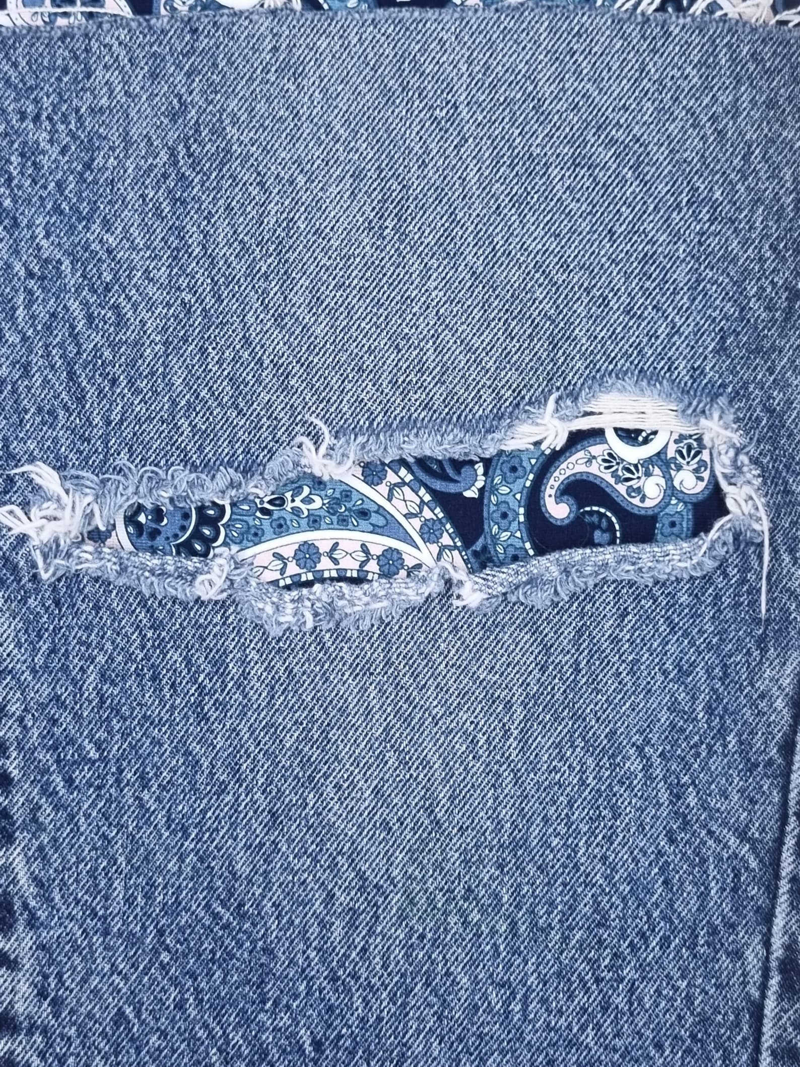 Stretchy Blue Paisley Patch, Iron on Patches for Jeans, Easy to Apply ...
