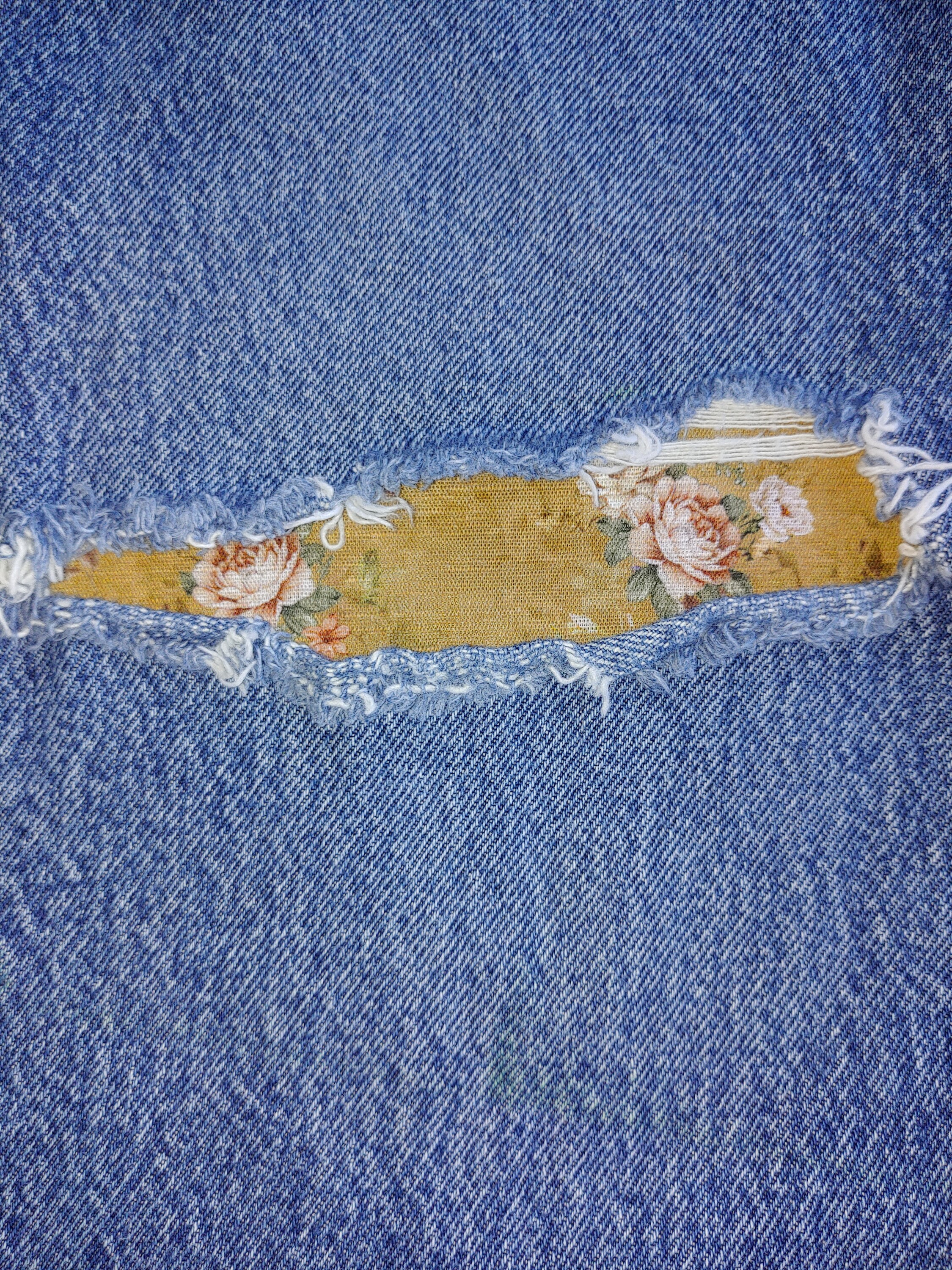 Antique Mustard Floral Linen Patch, Iron on Patches for Jeans, Easy to ...