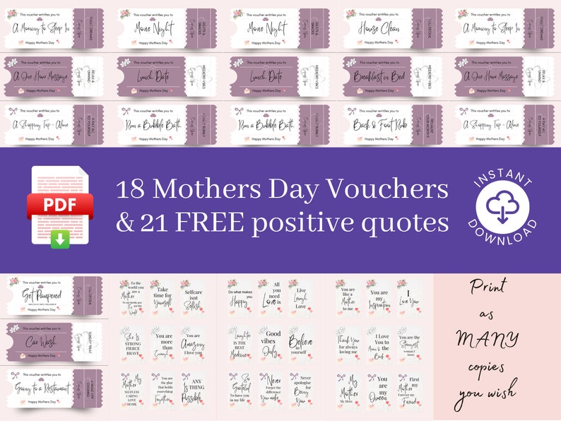 Mother's Day Printable Gift Certificate, Printable Mother's Day Voucher ...
