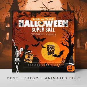 Halloween Instagram Post, Pumpkin Day Template, Happy Halloween Banner ...