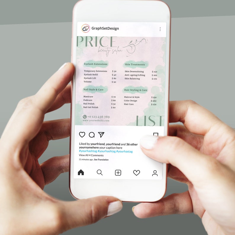 Beauty Salon Price List, Instagram Post, Pricing Guide Sheet Template ...