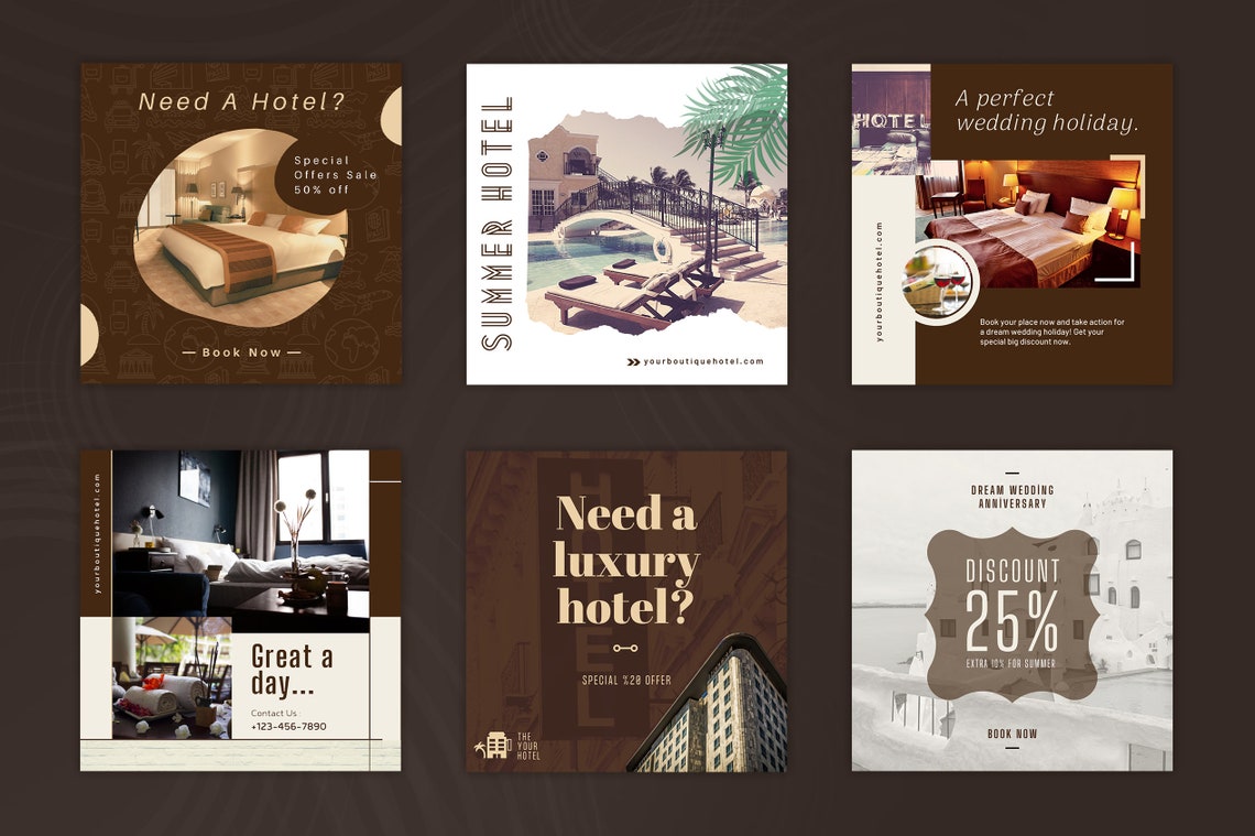 Travel Hotel Instagram Posts, Luxury Hotel Brand Kit, Travel Influencer ...