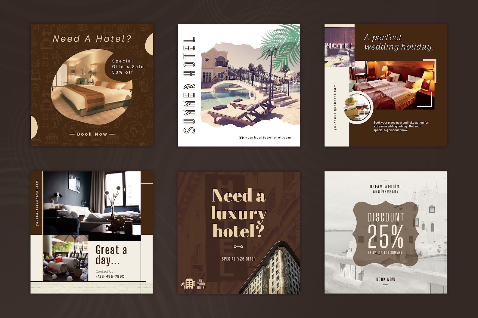 Travel Hotel Instagram Posts, Luxury Hotel Brand Kit, Travel Influencer ...