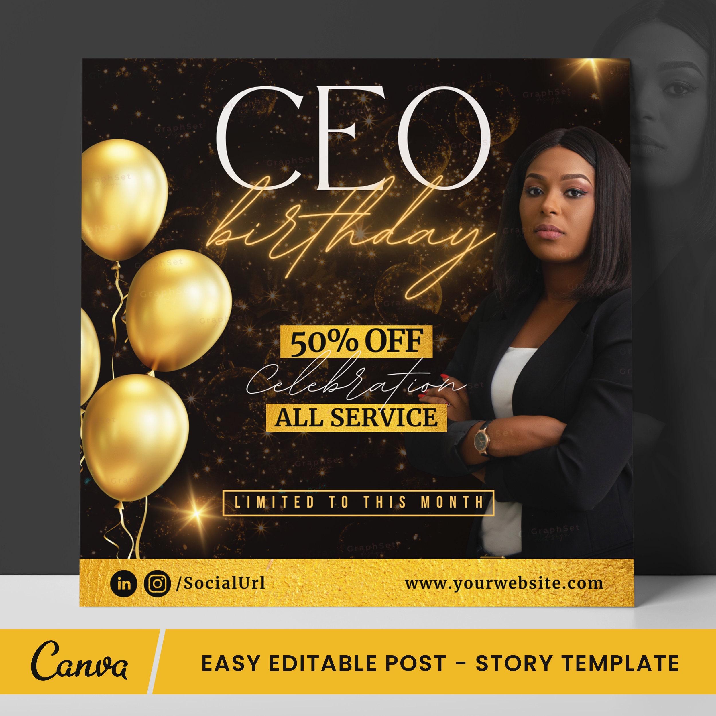 CEO Birthday Instagram Marketing Post, DIY Birthday Celebration Social ...