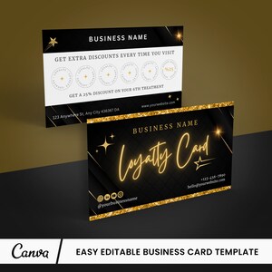 Loyalty Card Design Template, DIY Business Branding Card, Gold Gift ...