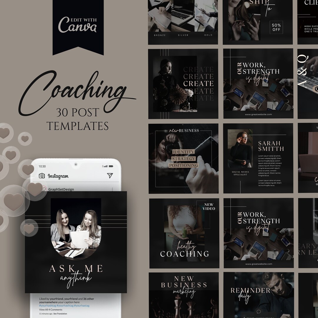 Coaching Instagram Posts, Life Coach Template, Course Creator Marketing ...