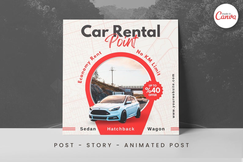 Car Rental Instagram Post, Car Rental Template, Social Media Flyer ...