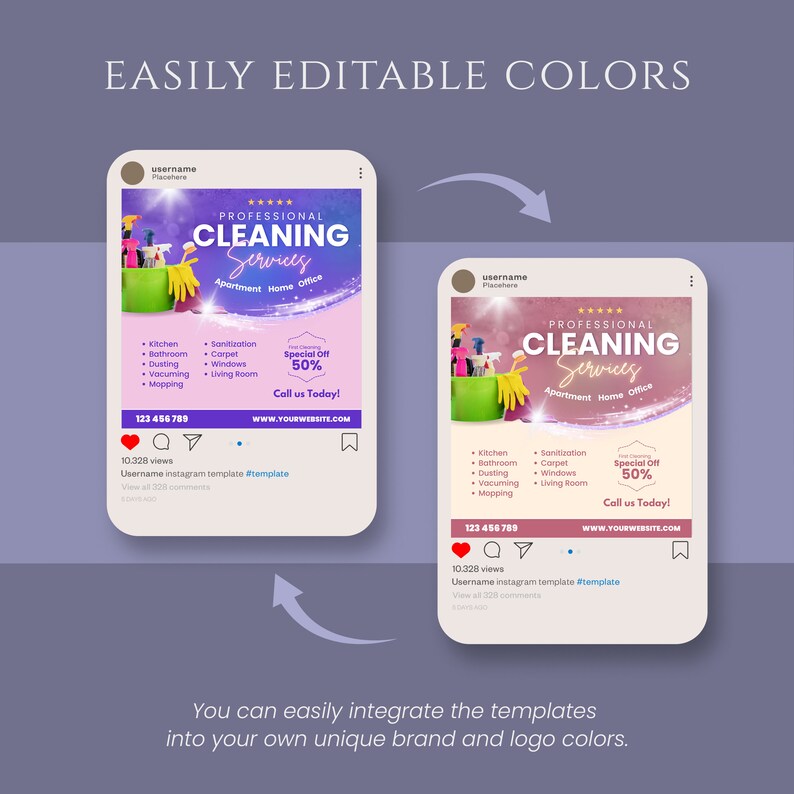 Cleaning Service Canva Templates | House Cleaning Instagram Posts ...
