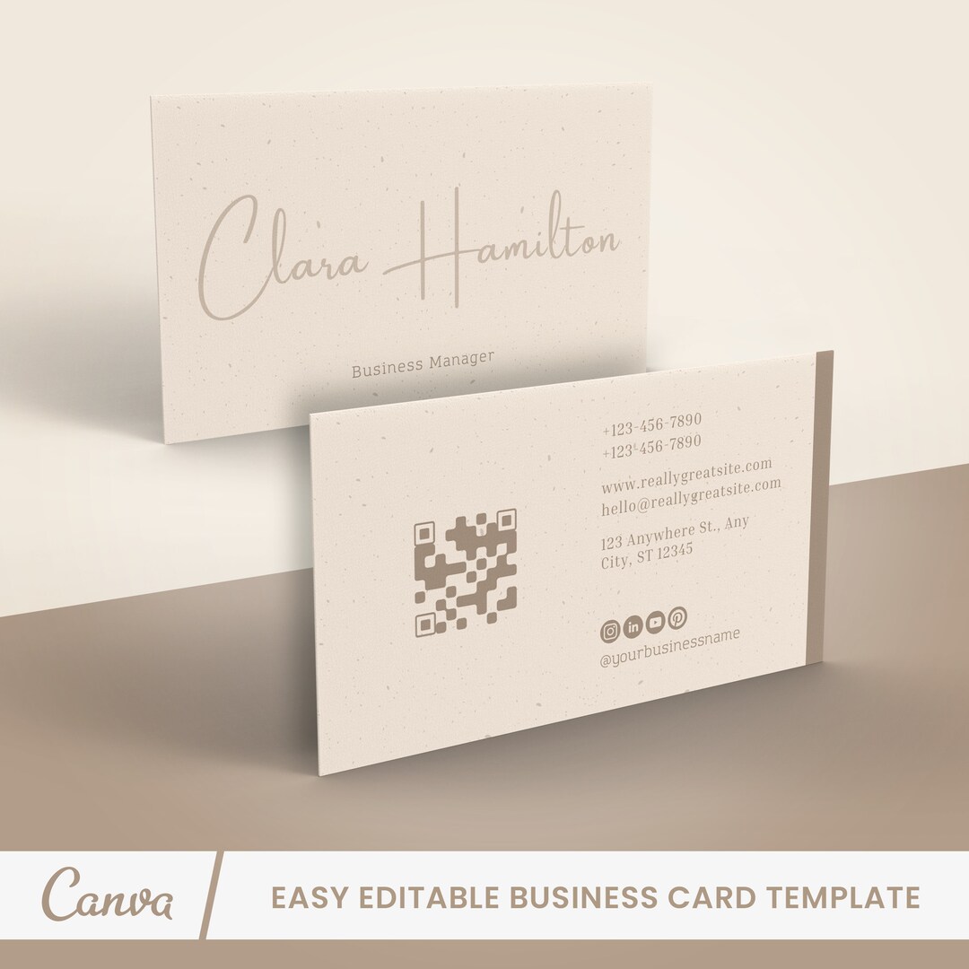 Beige Business Card Template, Corporate Calling Card, DIY Printable ...