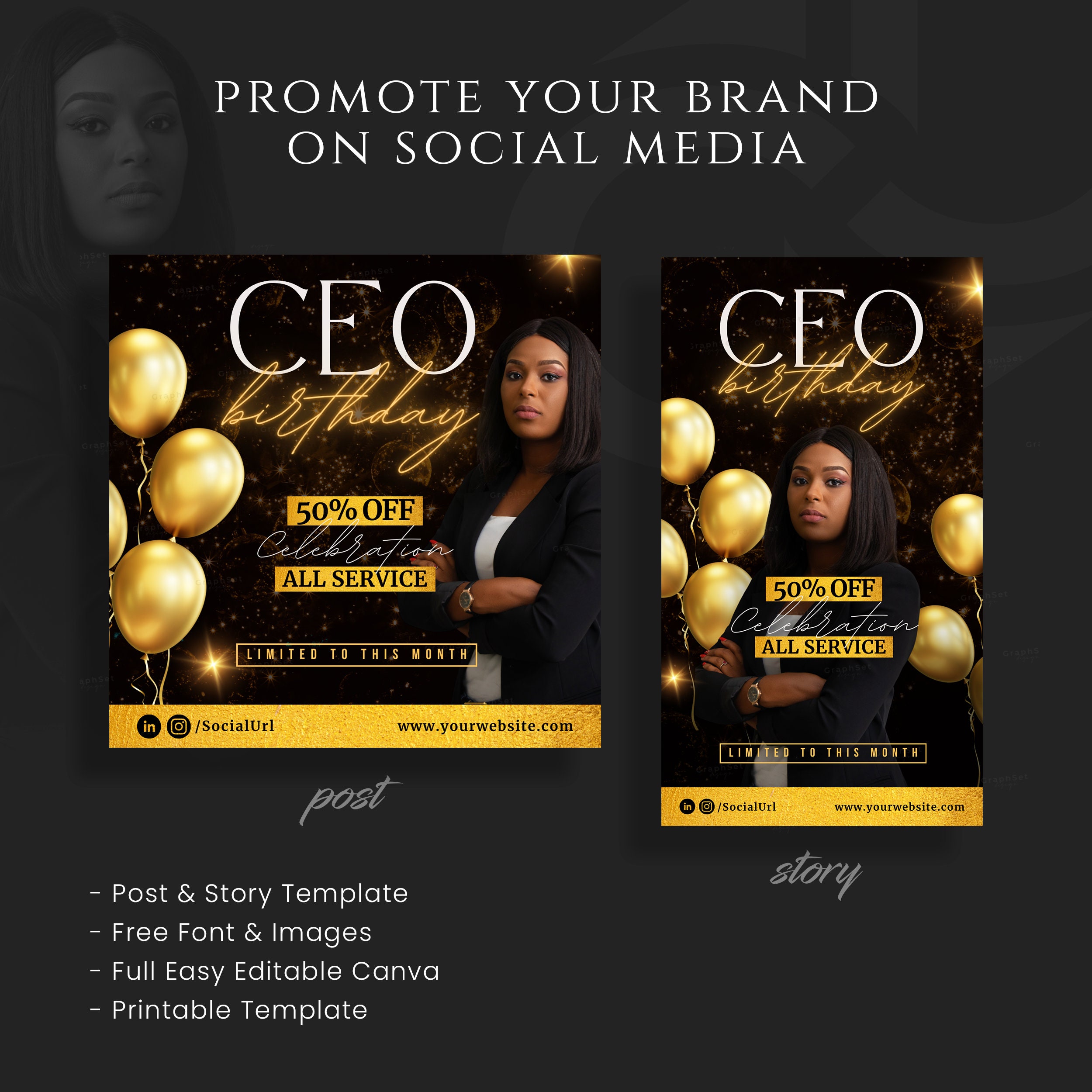 CEO Birthday Instagram Marketing Post, DIY Birthday Celebration Social ...