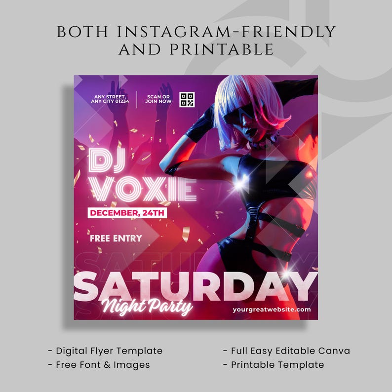 DJ Party Party Instagram Post, Night Club Invite Banner, Social Media ...