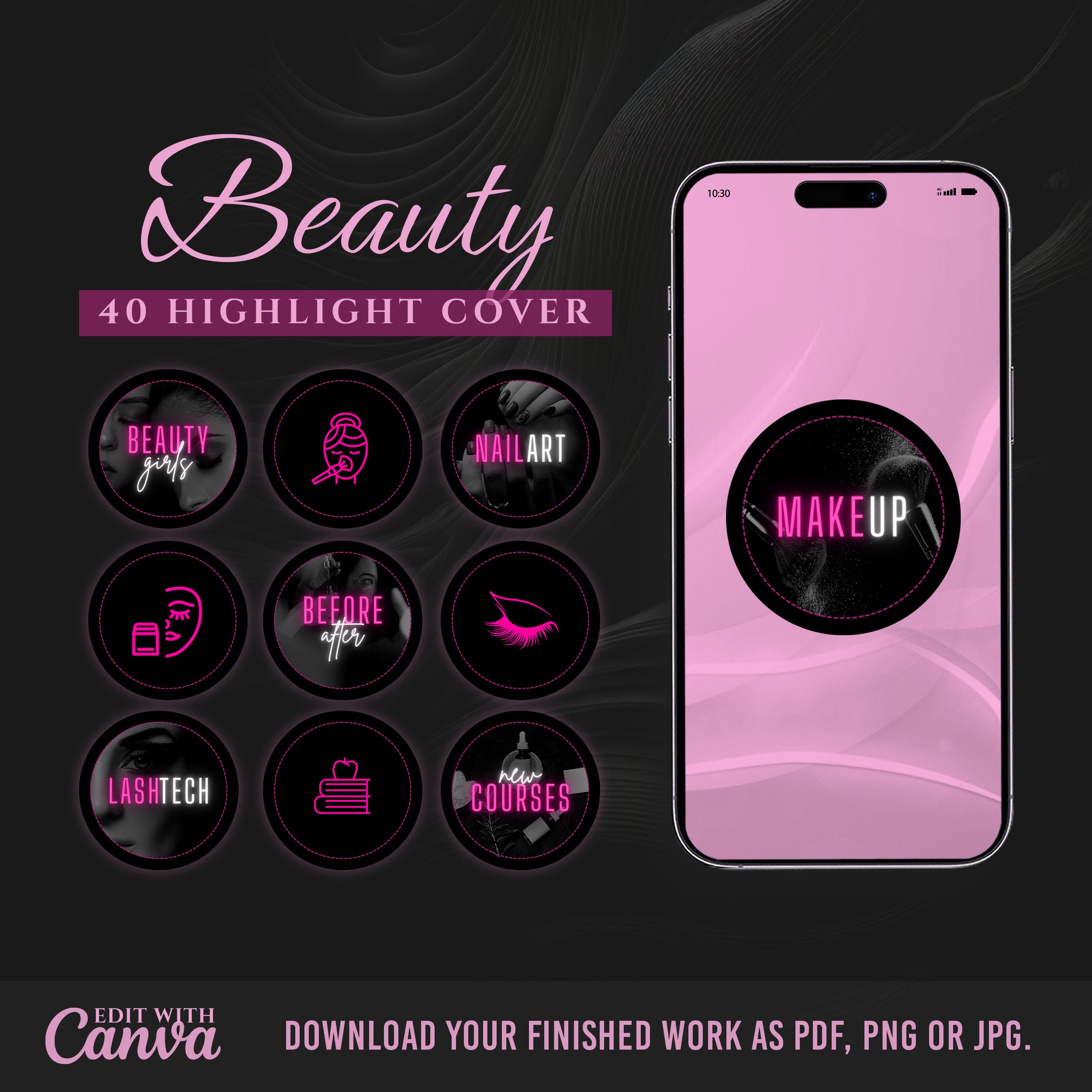 Beauty Instagram Story Highlights Icons, Aesthetic Neon Story Cover ...