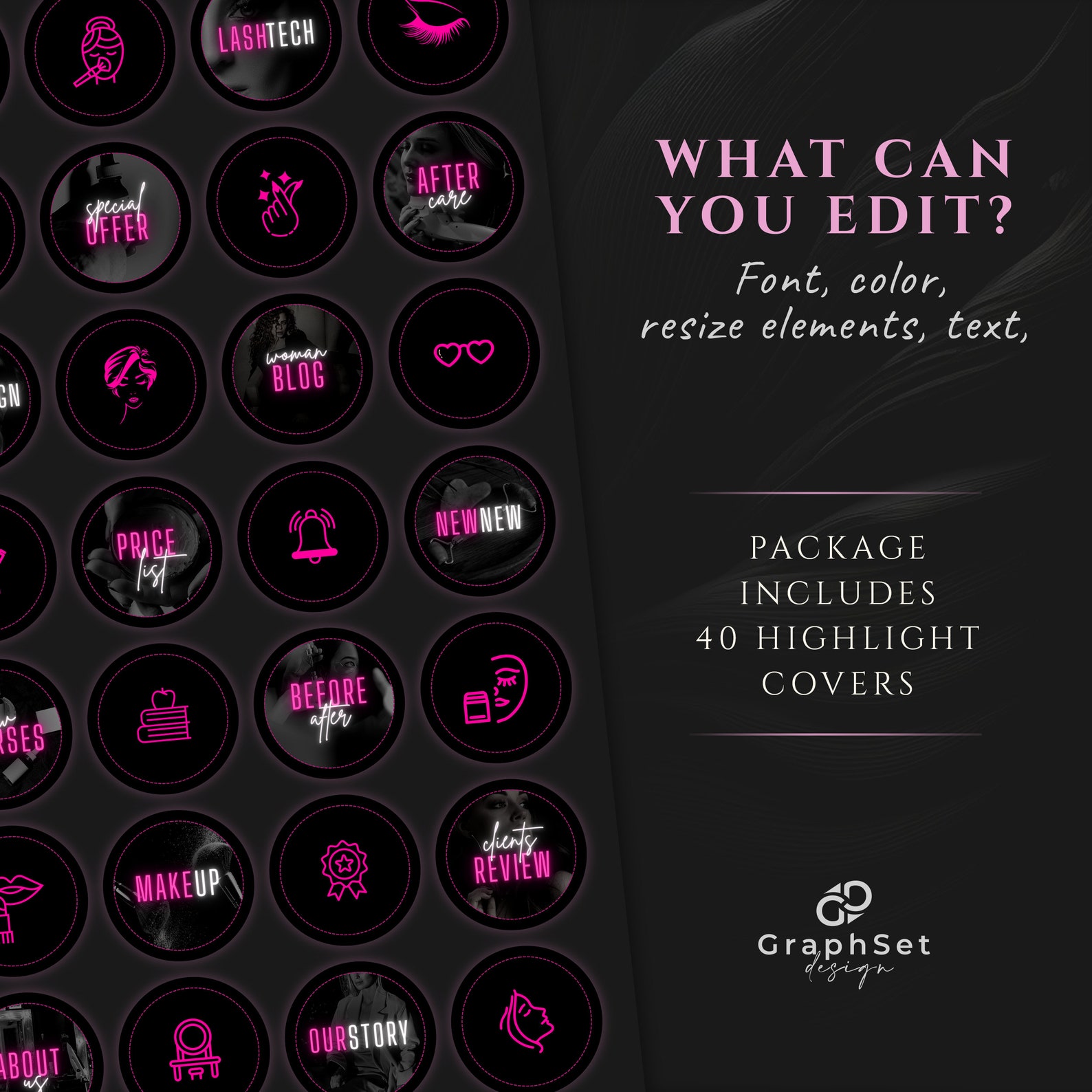 Beauty Instagram Story Highlights Icons, Aesthetic Neon Story Cover ...